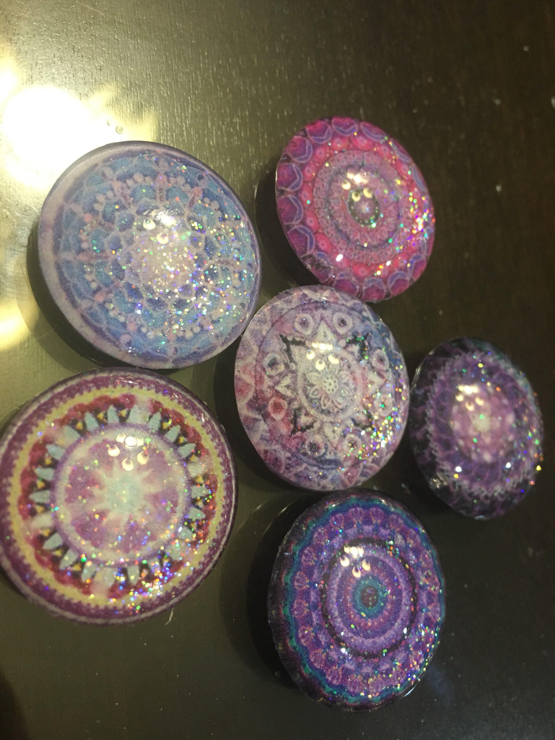 Purple Mandela Glass Fridge Magnets. Refrgerator Magnets Set - Etsy