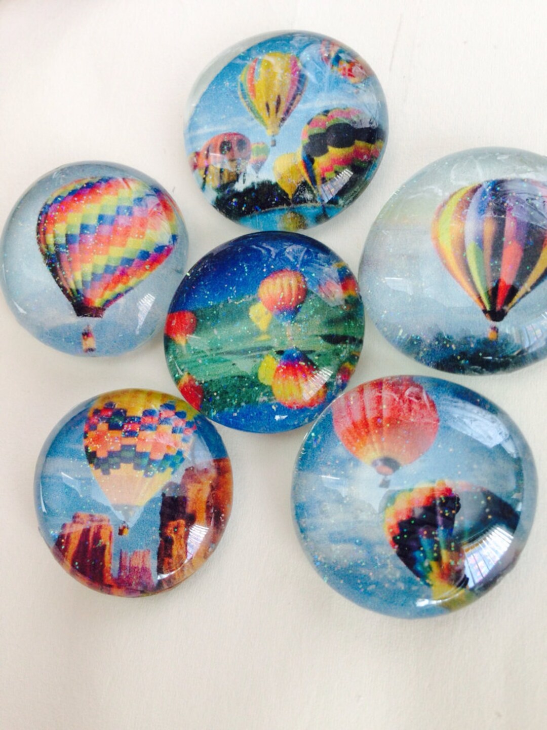 Hot Air Balloon Glass Fridge Magnets, Set of 6 - Etsy