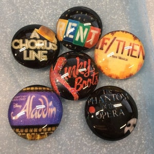 Set of 6 Broadway Show Glass Magnets Featuring Wicked, Lion King ...