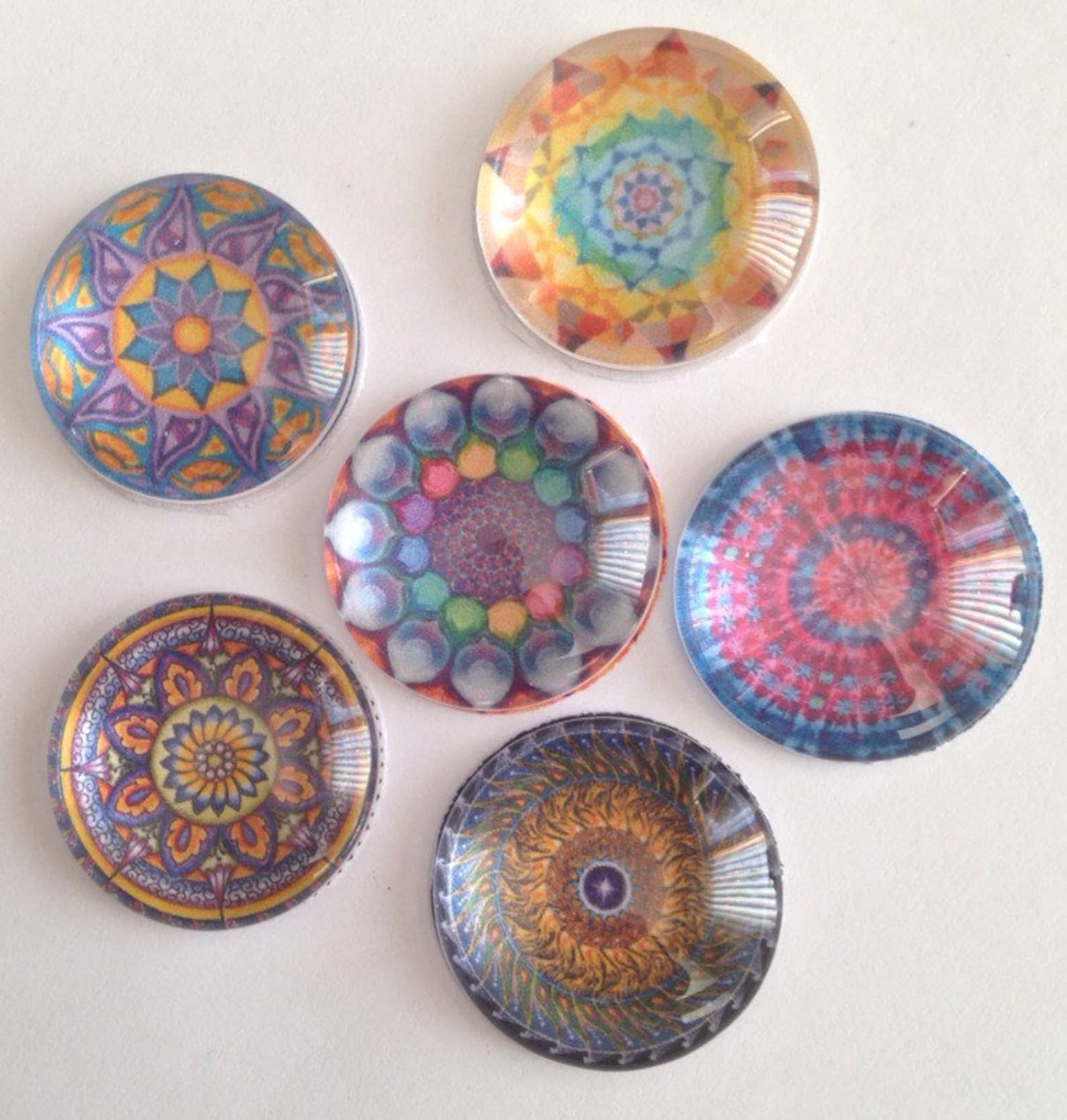 Colorful Mandela Glass Magnets. Set of Six One Inch Round - Etsy