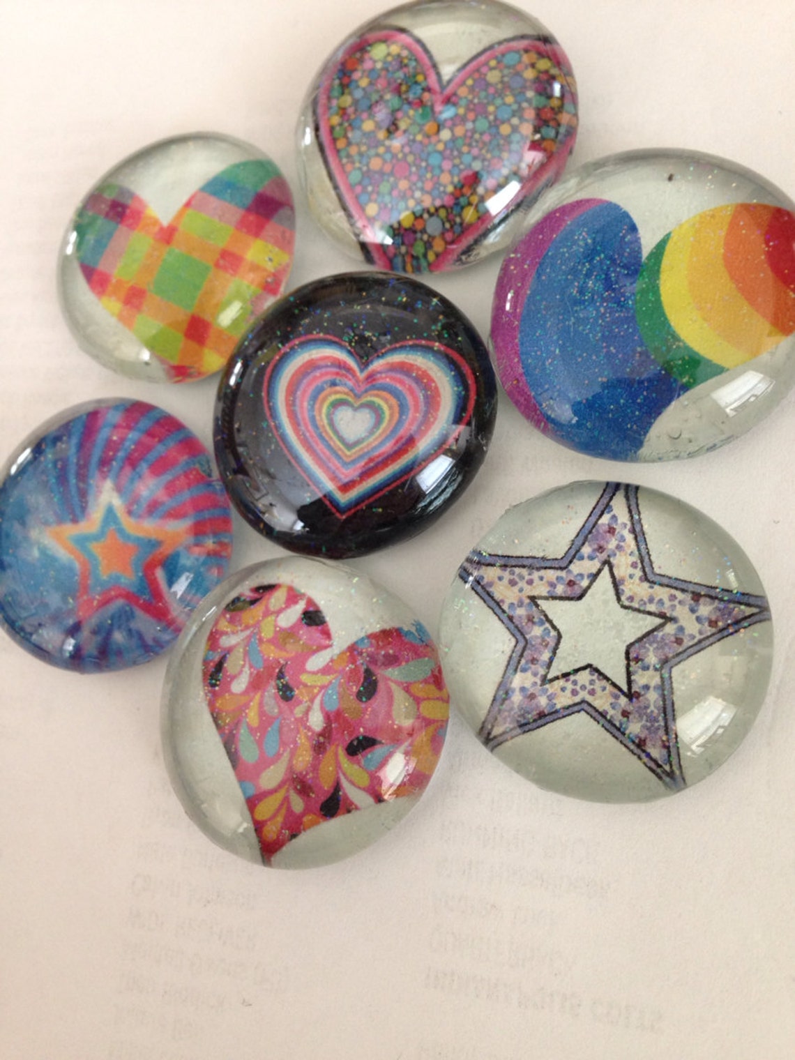 Heart Glass Fridge Magnets Star Glass Magnets Glitter Glass - Etsy