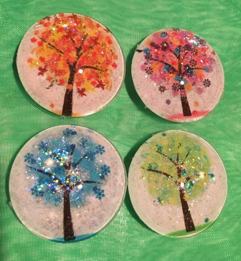 Colorful Four Seasons Tree Glass Fridge Magnets. Refrigerator Magnets ...