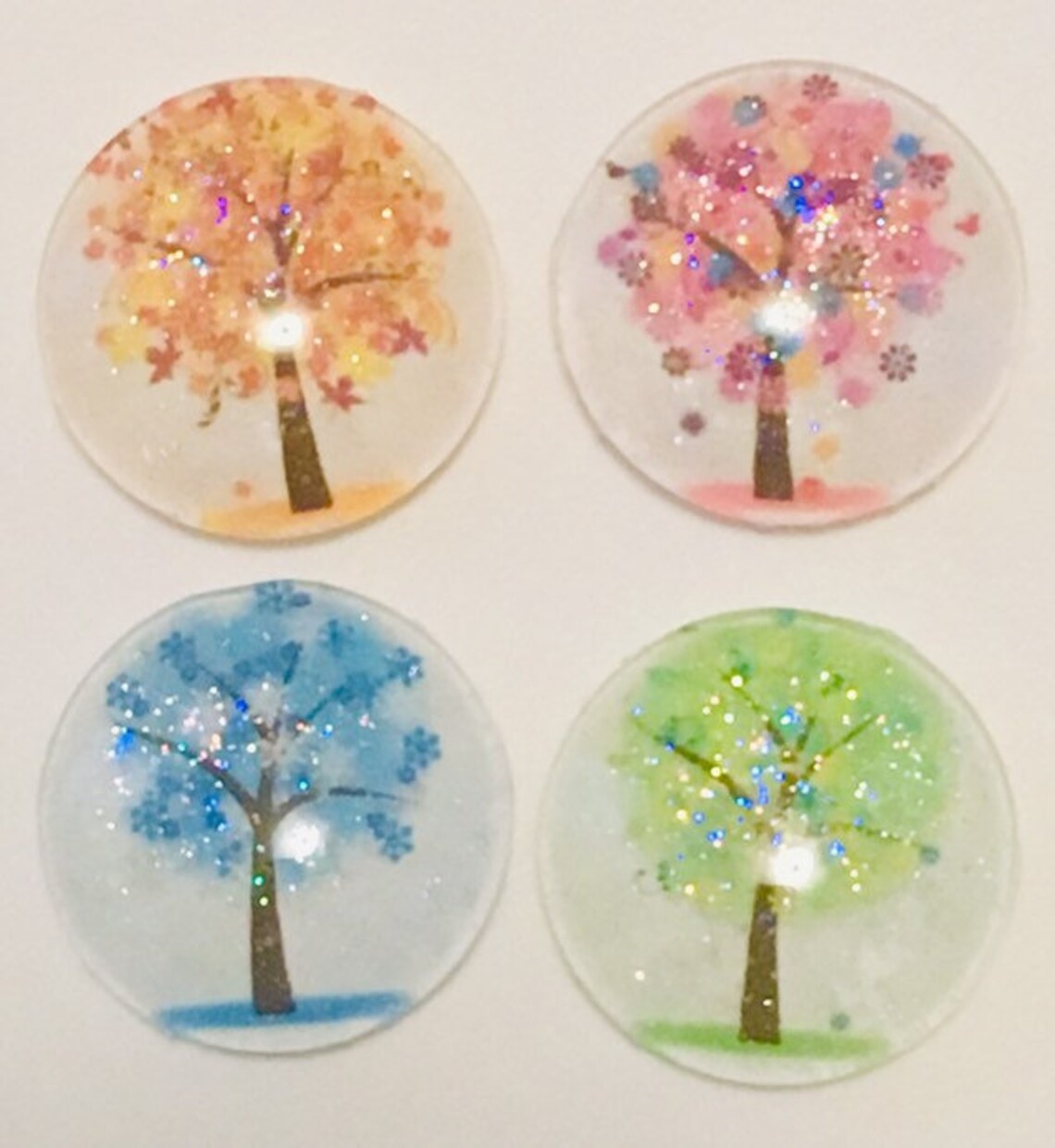 Colorful Four Seasons Tree Glass Fridge Magnets. Refrigerator | Etsy