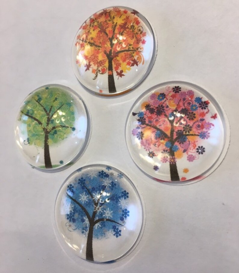 Colorful Four Seasons Tree Glass Fridge Magnets. Refrigerator Magnets ...