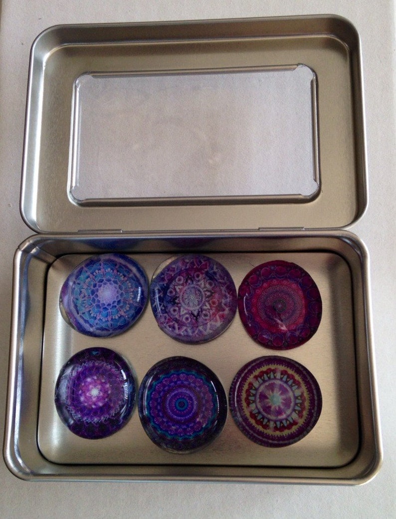 Colorful Mandela Glass Magnets. Set of Six One Inch Round - Etsy