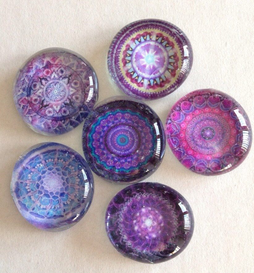 Purple Mandela Glass Fridge Magnets. Refrgerator Magnets Set - Etsy