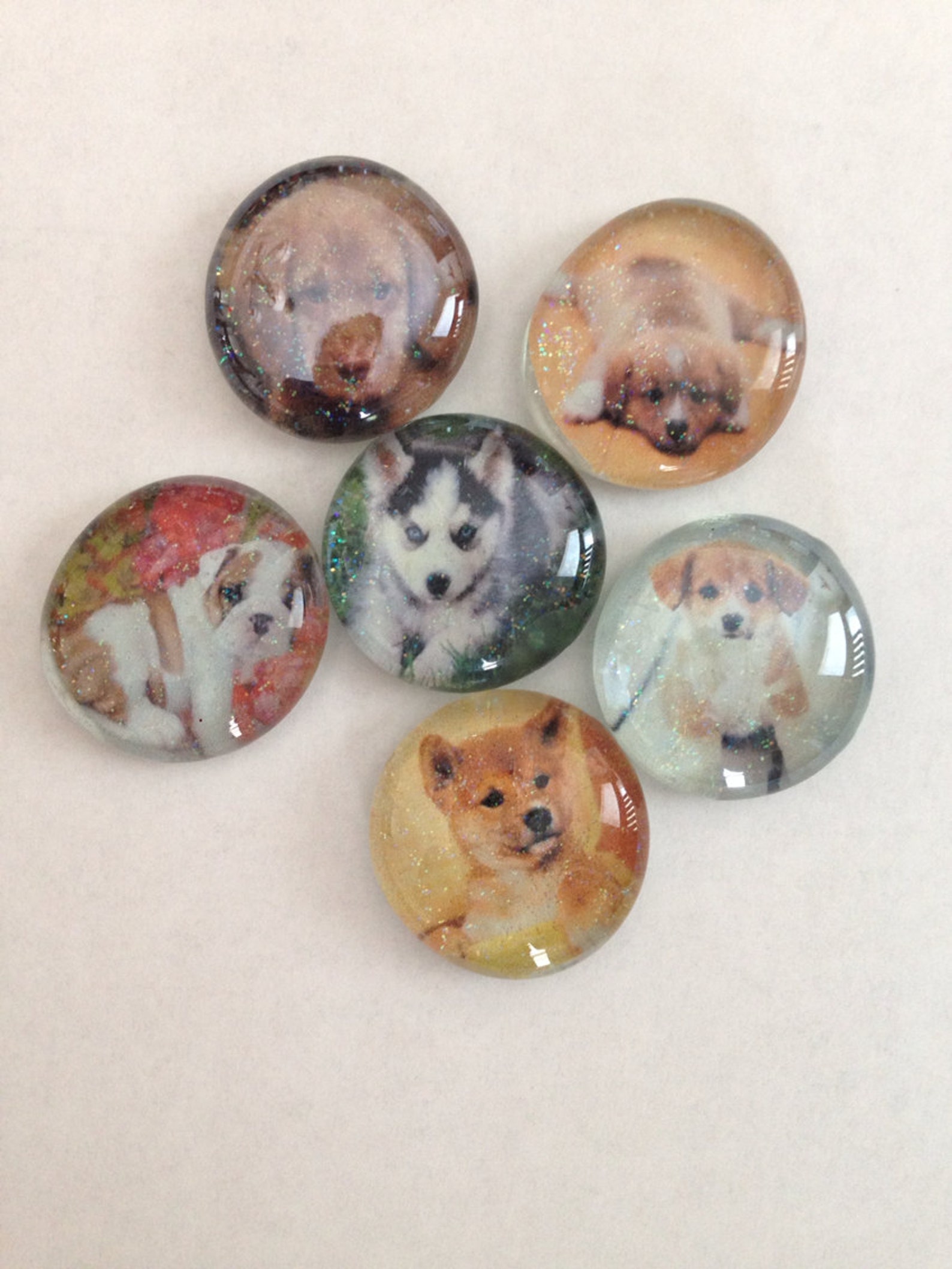Puppy Glass Magnet Dog Glass Fridge Magnet Set. Cute Puppy - Etsy