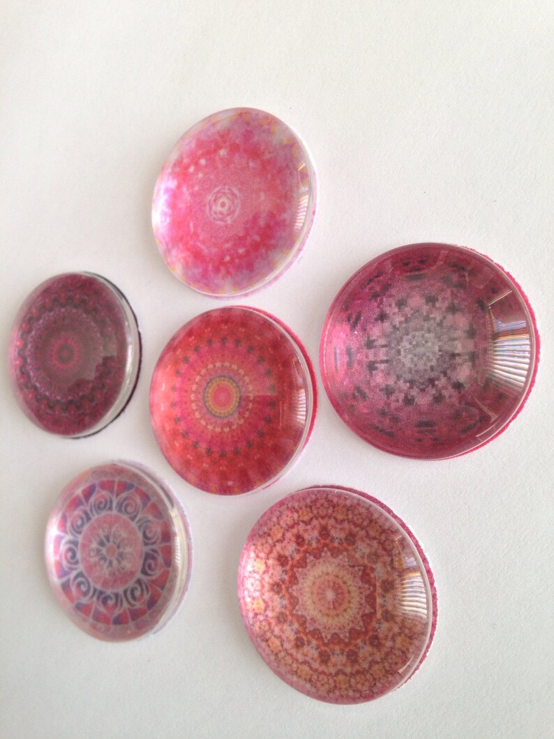 Pink Mandela Glass Refrigerator Magnets. Set of Six One Inch | Etsy