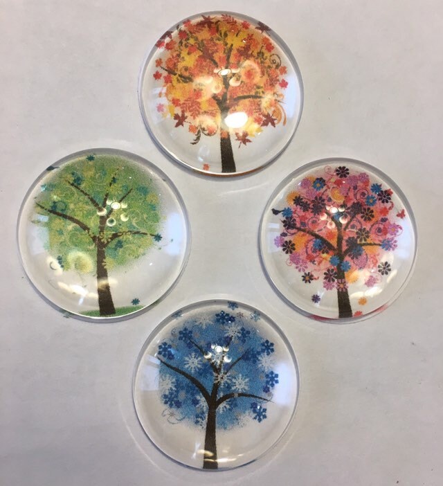 Colorful Four Seasons Tree Glass Fridge Magnets. Refrigerator Magnets ...