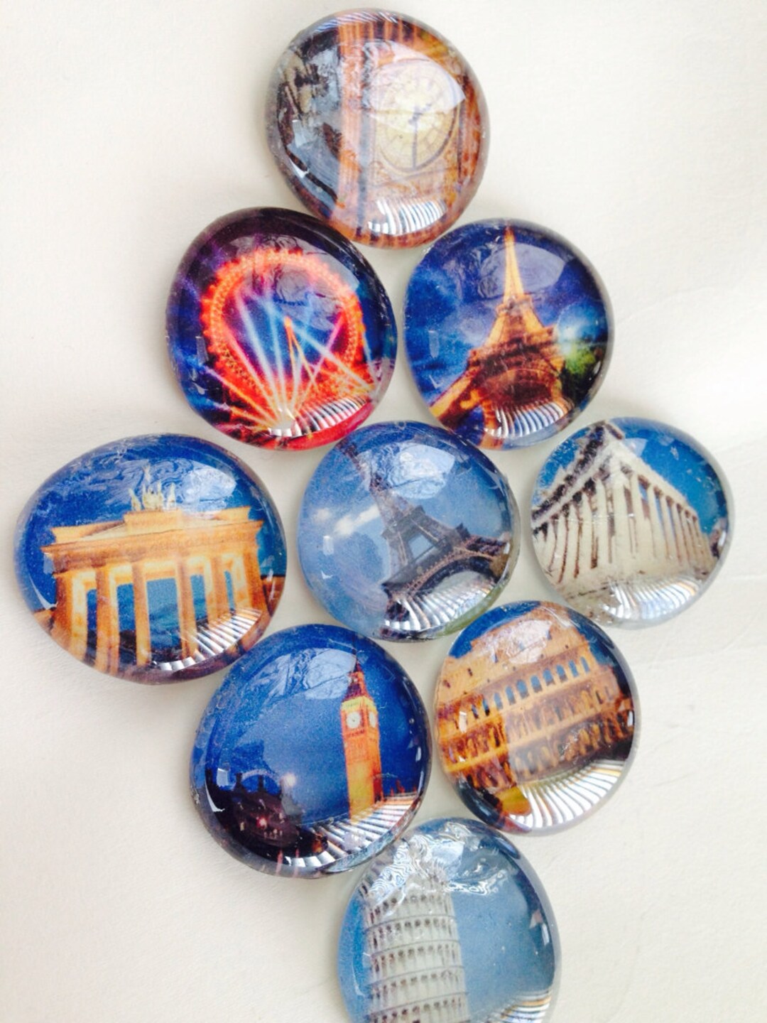 European Landmark Fridge Magnets, Eiffel Tower, Coliseum, Travel ...