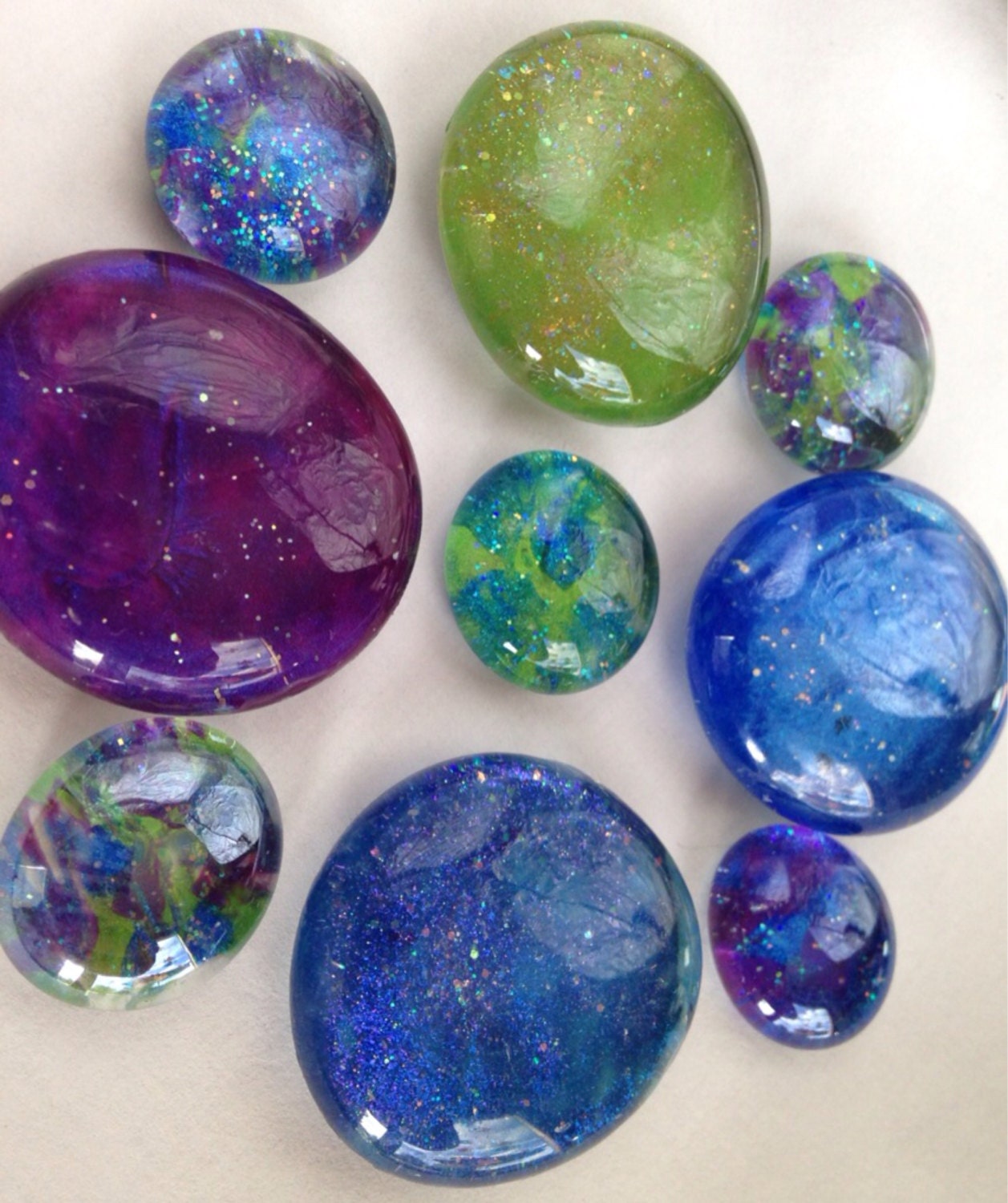 Glass Fridge Magnets Set in Blue Green and Purple Solid and - Etsy