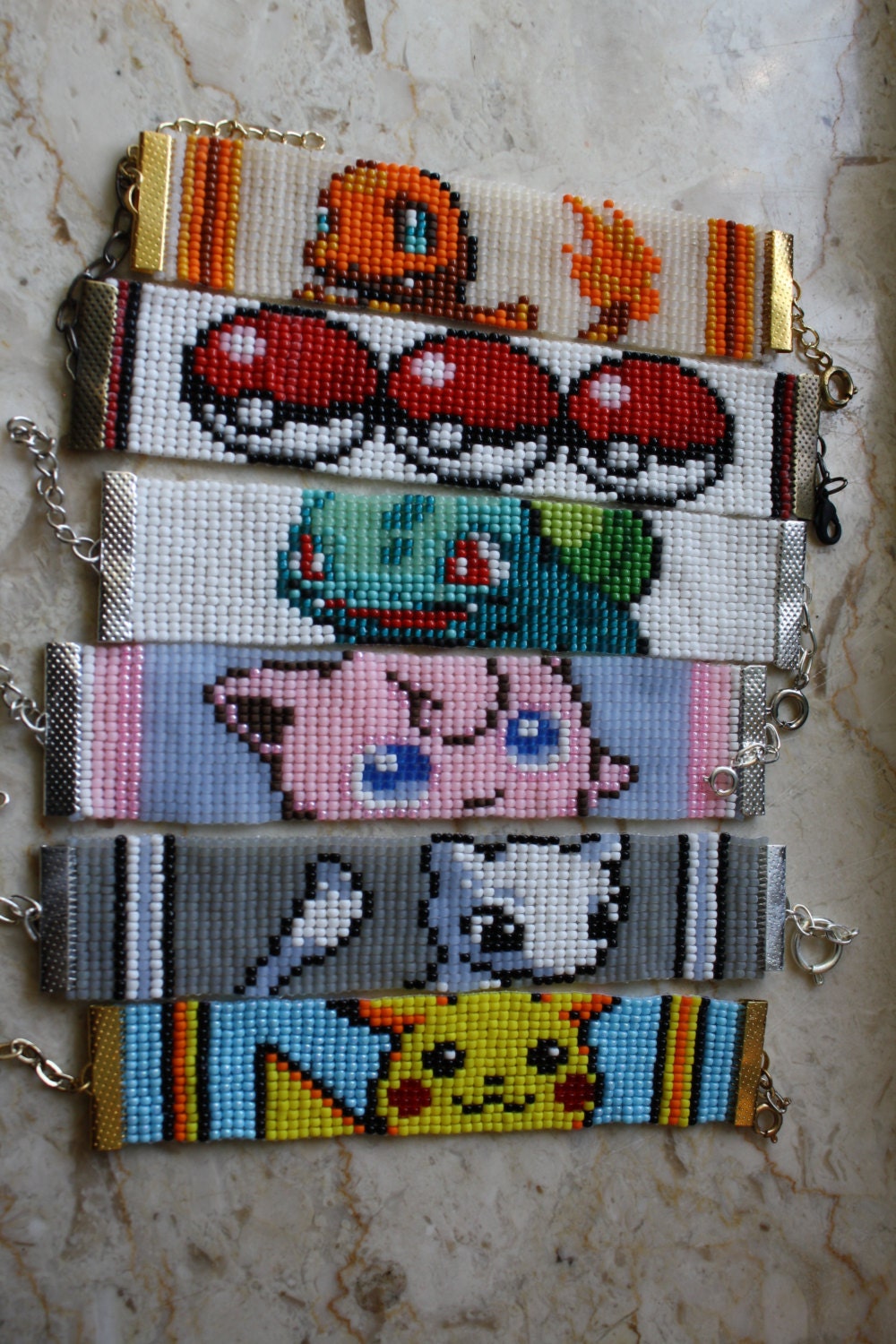 Pokemon Bracelet Pikachu Jigglypuff Charmander Mew Bulbasaur Geek Nerdy ...