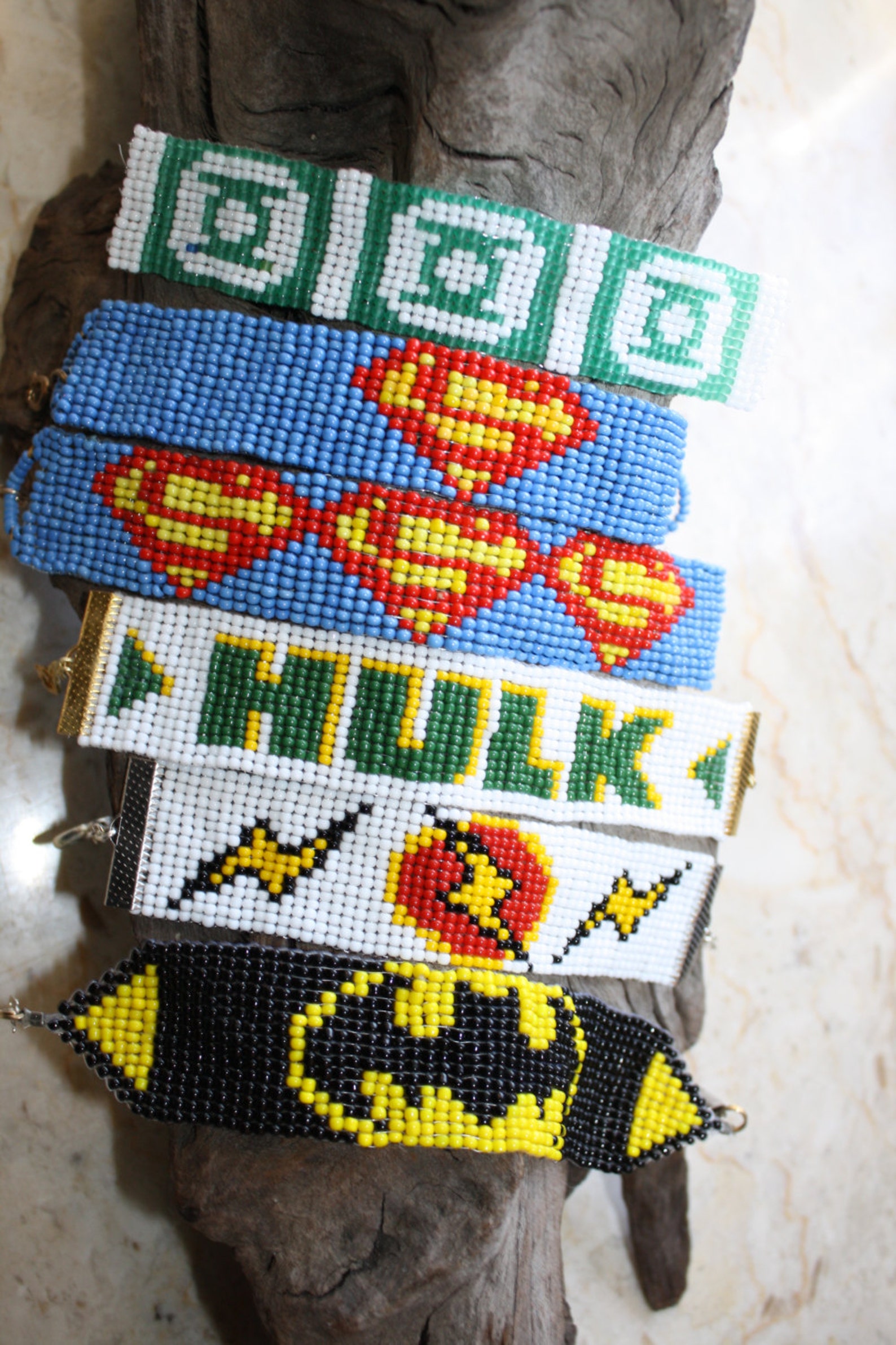 Super Hero Woven Loom Beaded Bracelet Geek Nerdy Pixel Comic - Etsy
