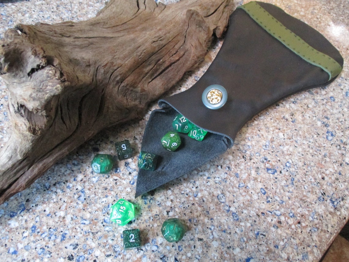 Black & Green Leather Dice Coin Bag Pouch Cosplay Geeky Dnd Rocker ...