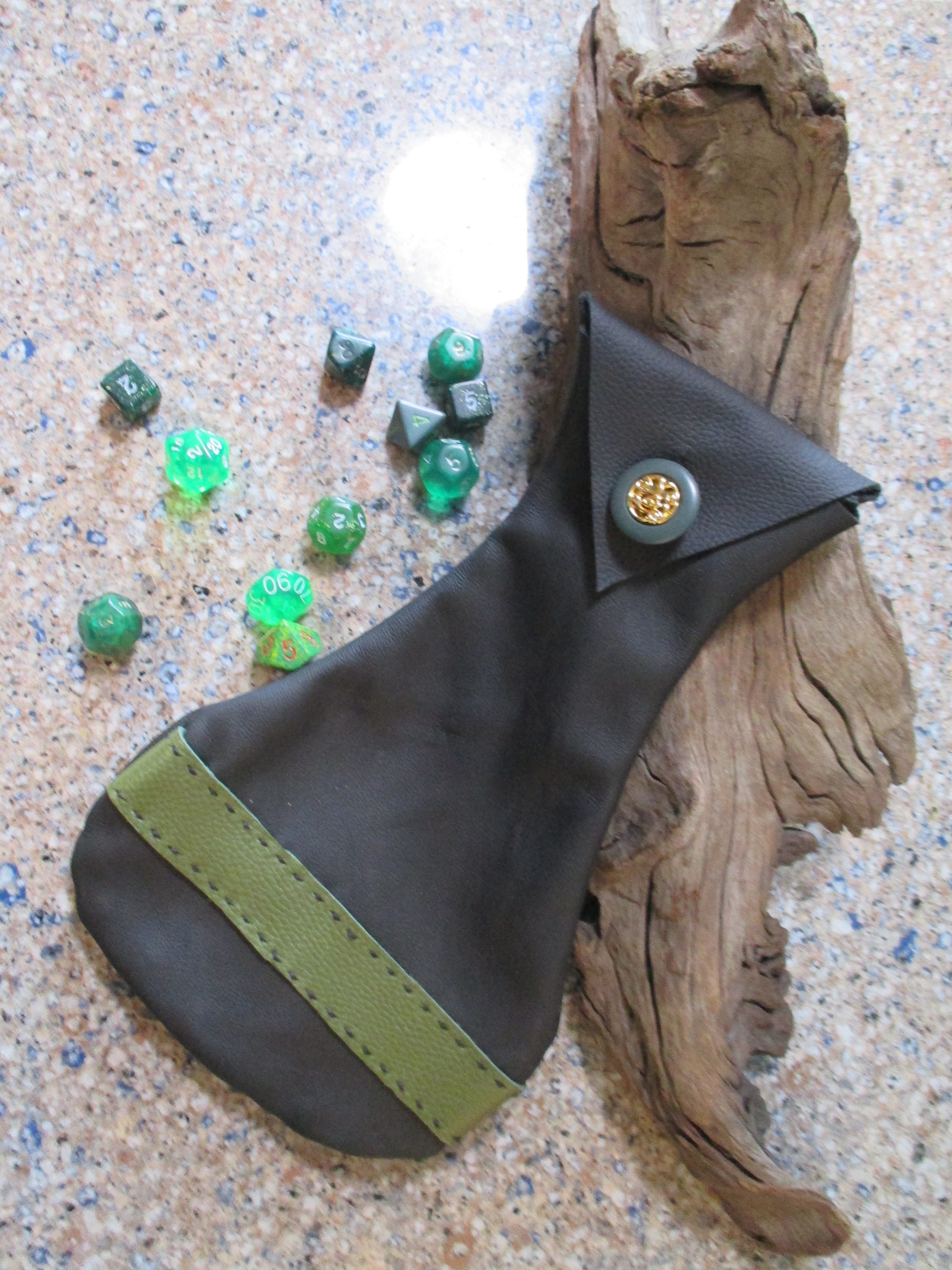 Black & Green Leather Dice Coin Bag Pouch Cosplay Geeky Dnd Rocker ...