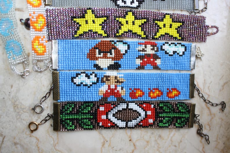 Mario Bros. Pixel Loom Beaded Bracelets Choose 1 made to - Etsy