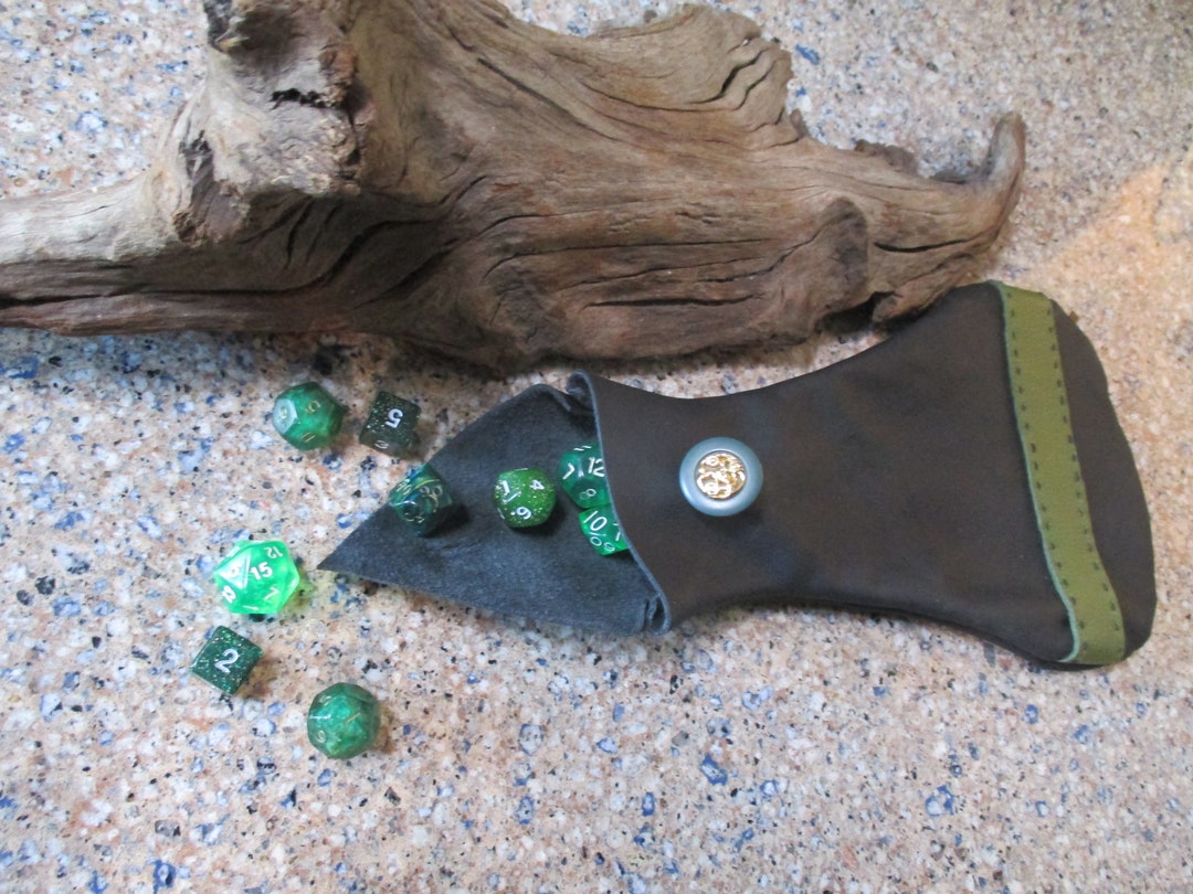Black & Green Leather Dice Coin Bag Pouch Cosplay Geeky Dnd Rocker ...