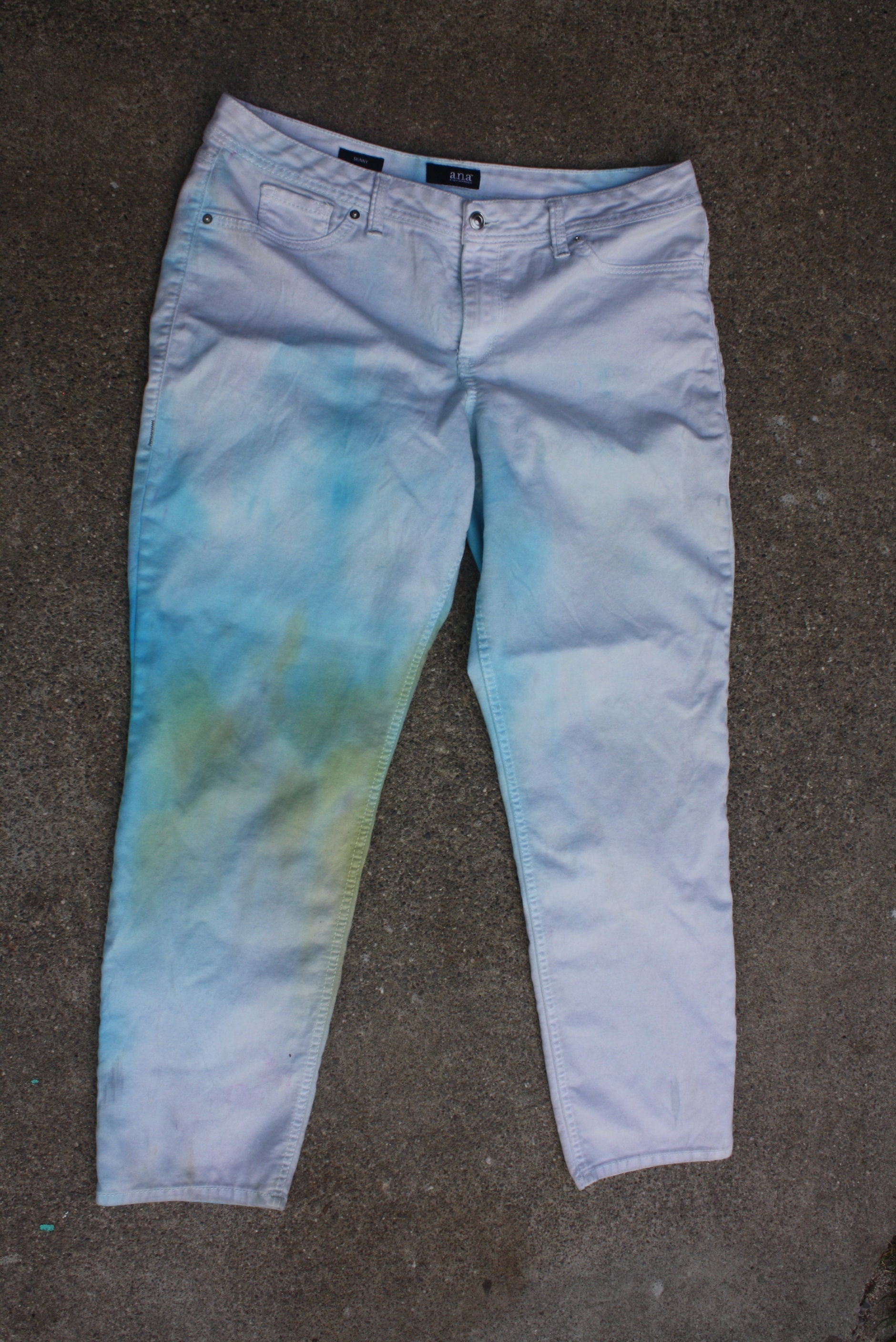 A.n.a Skinny White Rainbow Ice Dyed Jeans Size 16 Ladies - Etsy