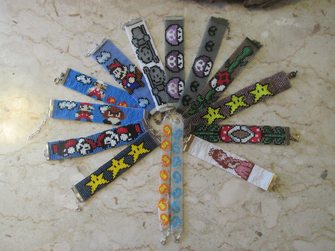 Mario Bros. Pixel Loom Beaded Bracelets Choose 1 - Etsy