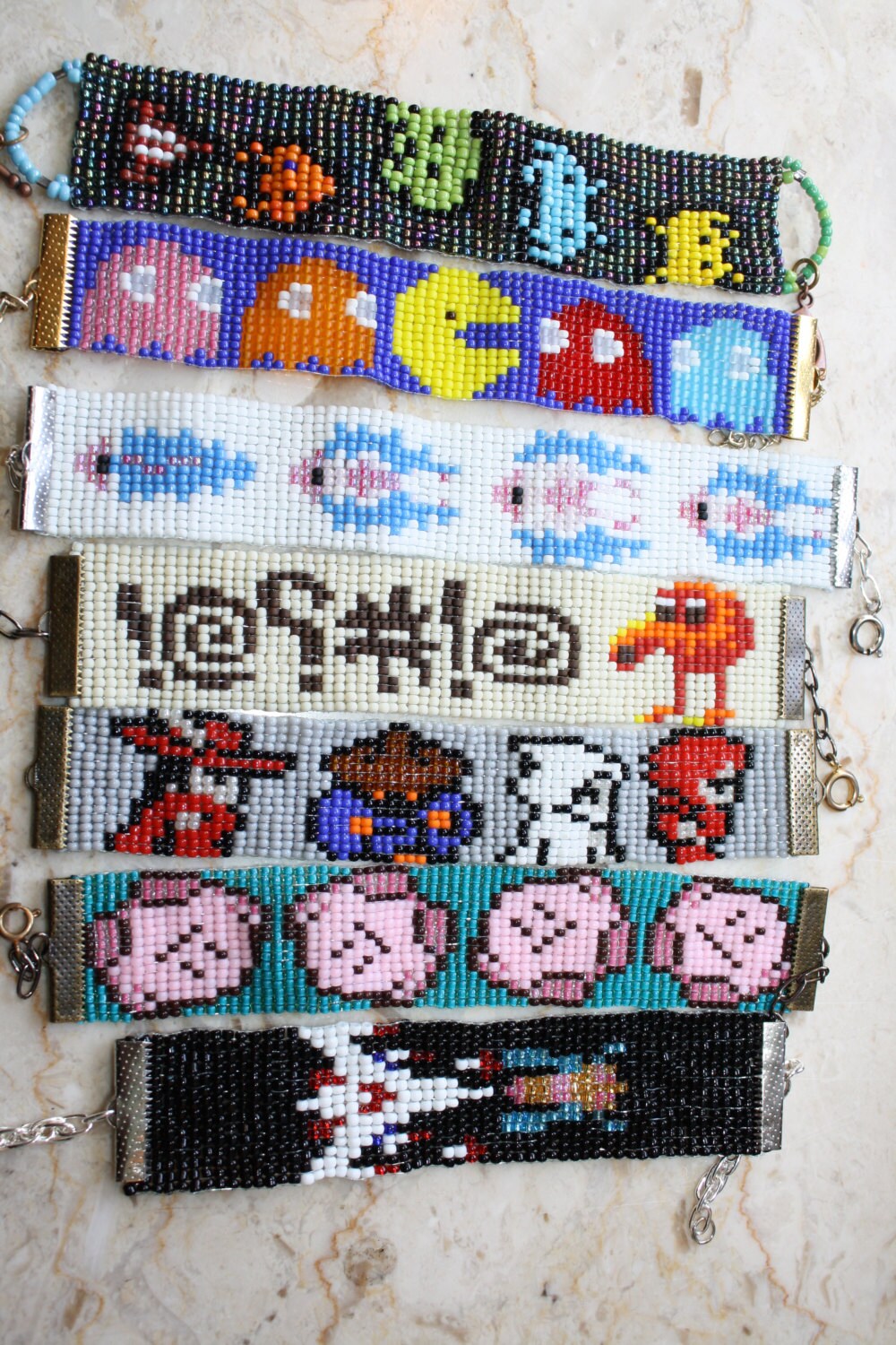 Classic Video Game Pixel Beaded Bracelet - Etsy
