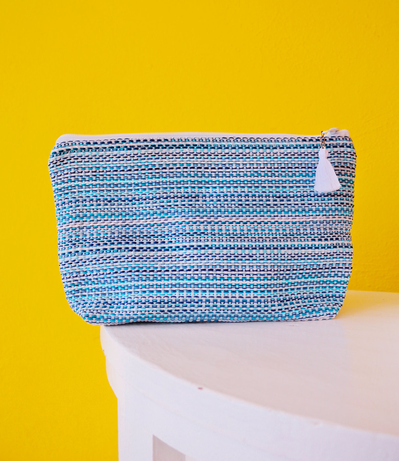 Beach Clutch With Tassel / Carry All Pouch / Pochette Blue / | Etsy