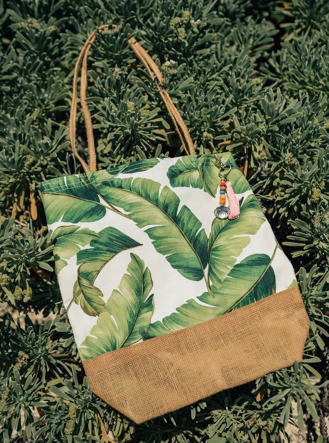 Palm Tree Handbag / Personalized Palm Leaf Tote Bag / Custom Burlap ...
