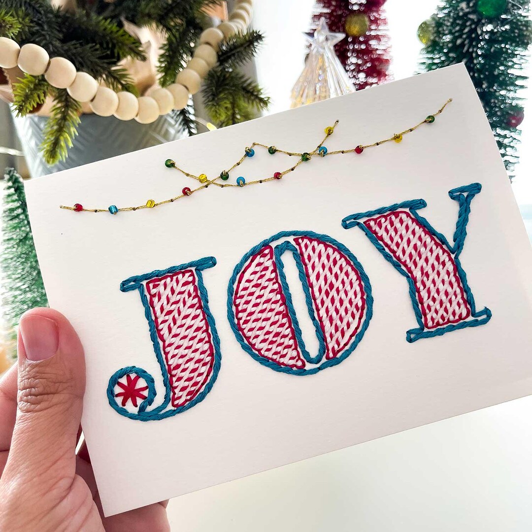 Christmas Paper Embroidery Pattern | "joy" Candy Cane Lettering Digital ...