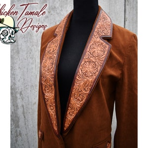 Tooled Leather Blaser Jacket, Women's US Size M - Etsy