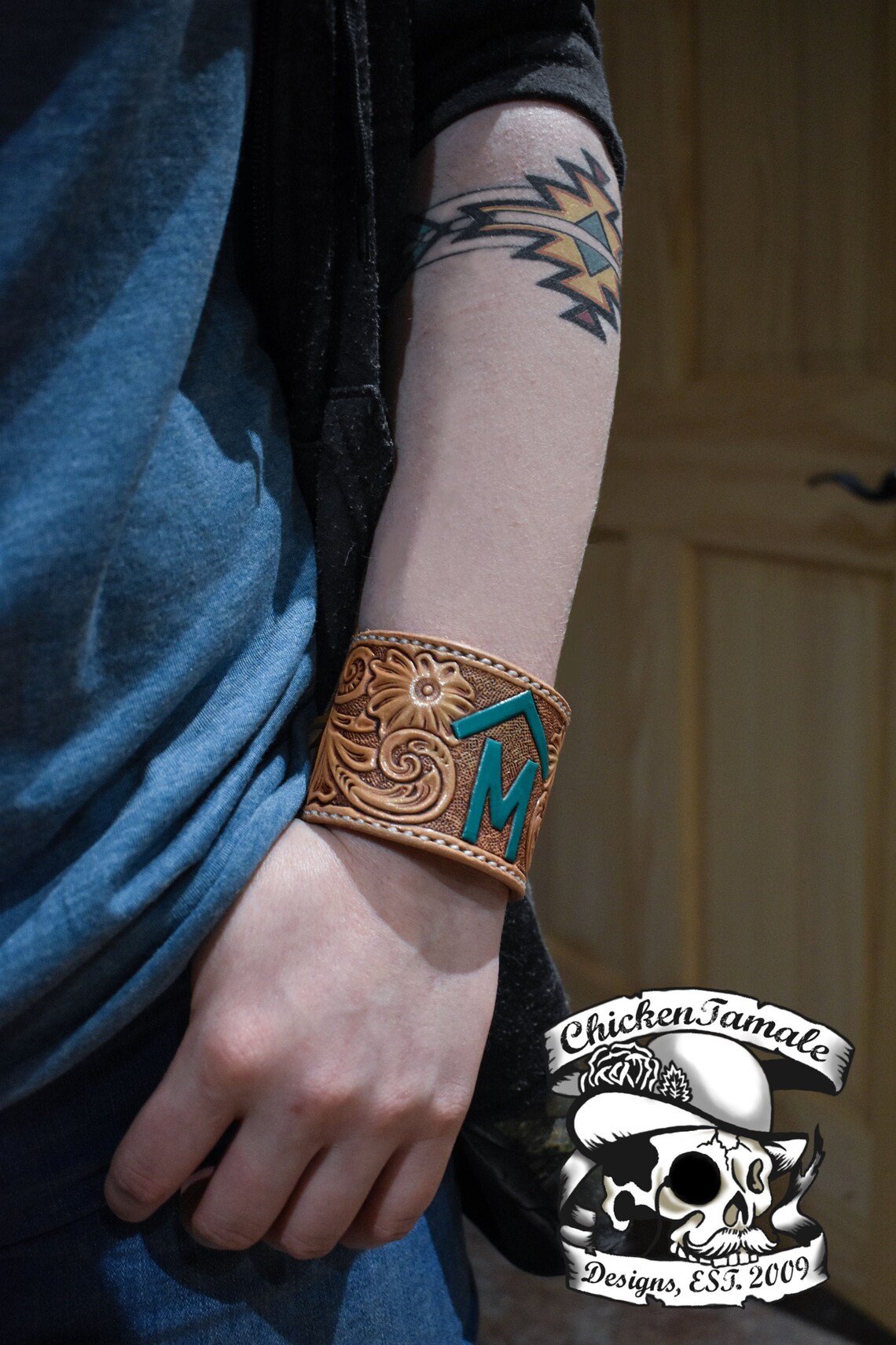 Customizable Tooled Leather Cuff Bracelet - Etsy