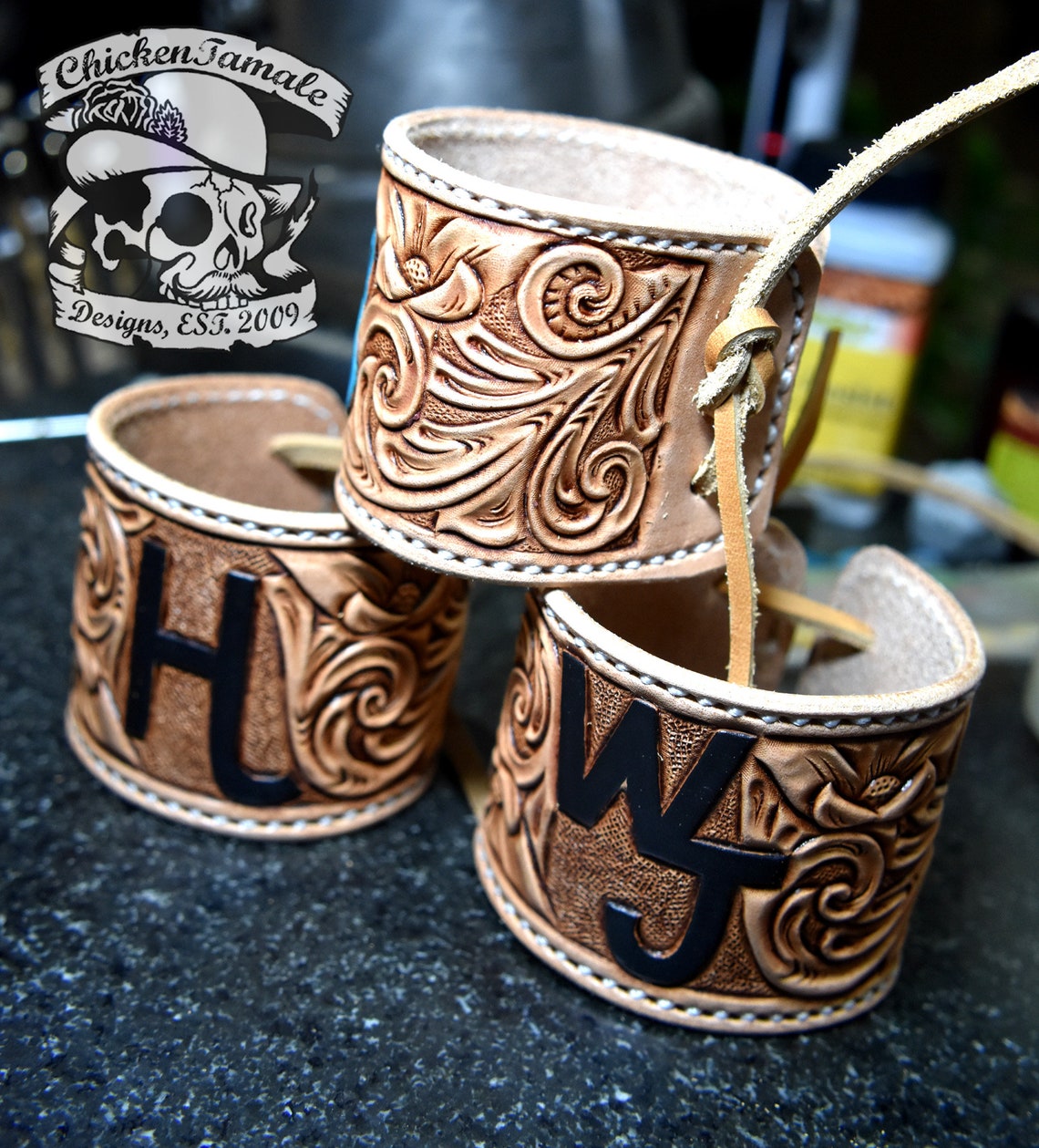 Customizable Tooled Leather Cuff Bracelet - Etsy