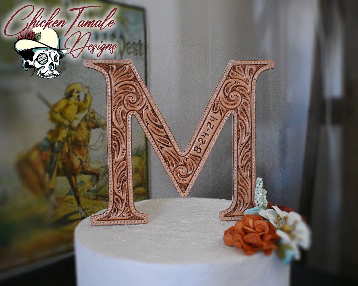 Wedding Cake Topper, Hand Tooled Letter - Etsy