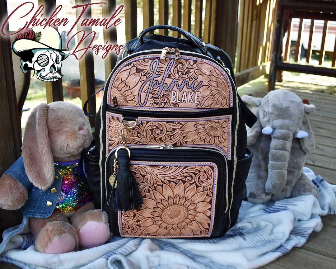 Custom Diaper Bag, Tooled Leather Diaper Backpack, Itzy Ritzy - Etsy