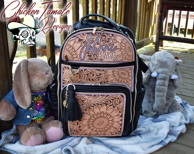 Custom Diaper Bag, Tooled Leather Diaper Backpack, Itzy Ritzy - Etsy