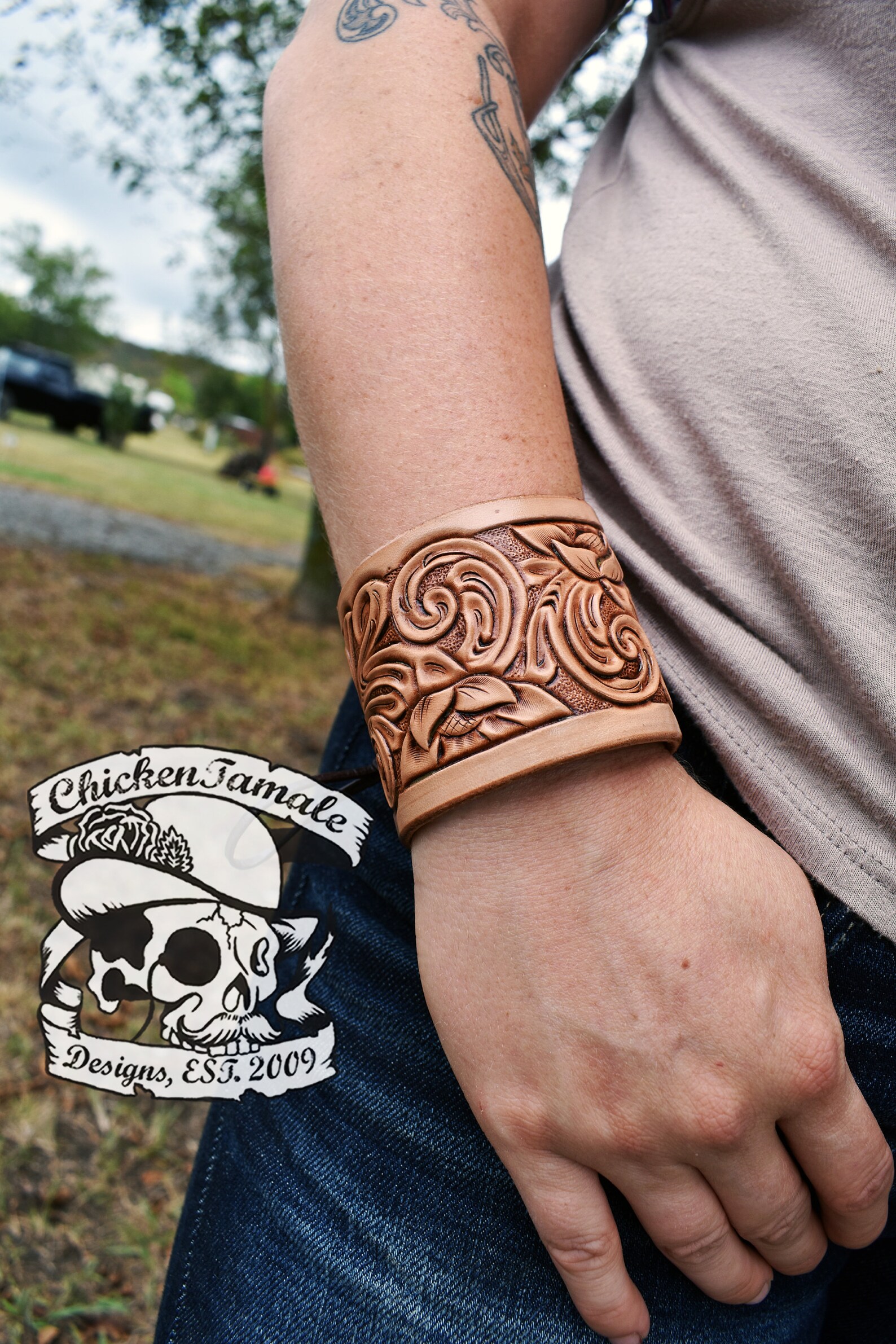 Customizable Tooled Leather Cuff Bracelet - Etsy