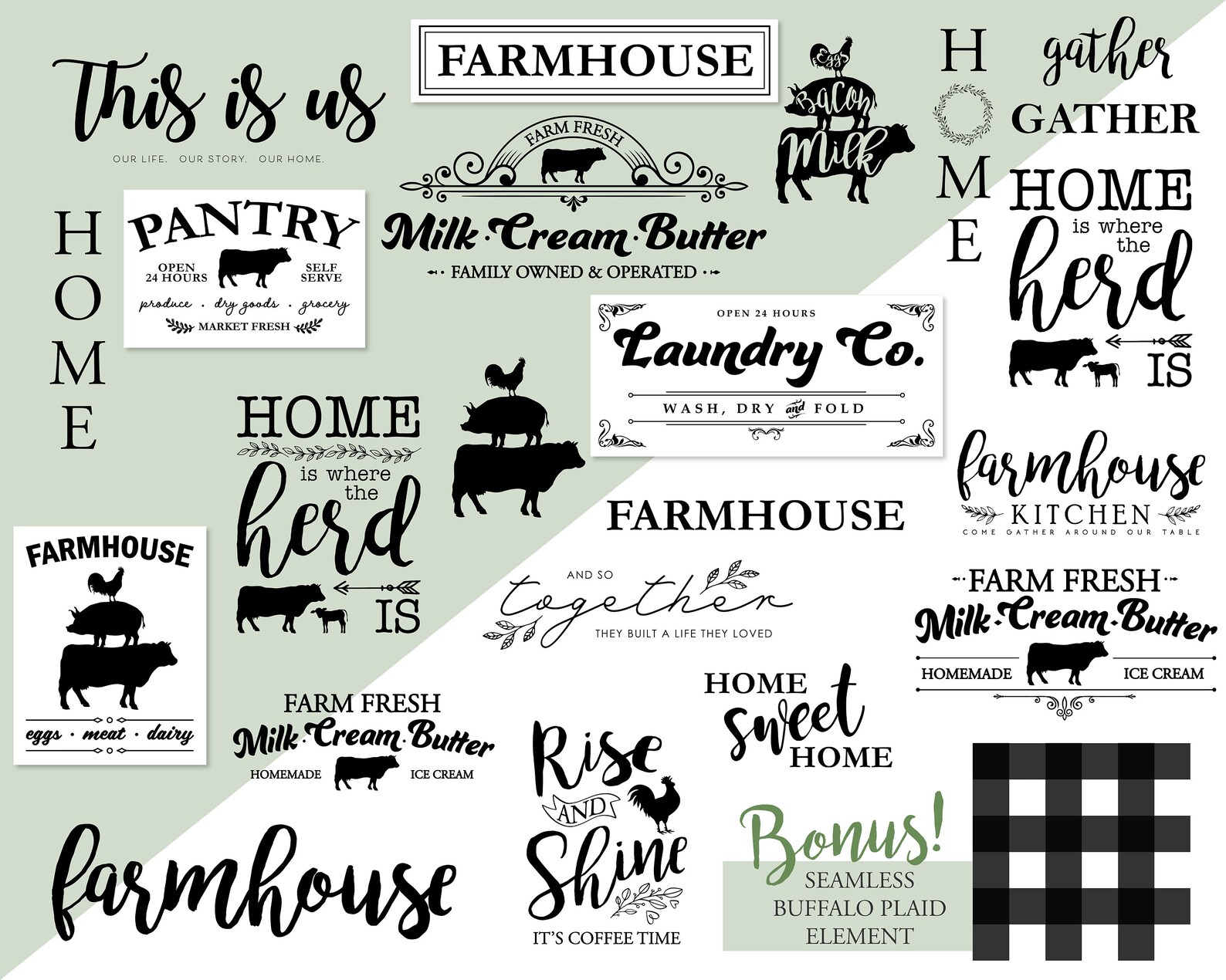 Farmhouse Sign Clipart Rustic Home Decor SVG / PNG | Etsy