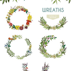 Fall Watercolor Flower Clipart, Digital Fall Wreath, Hand Painted ...