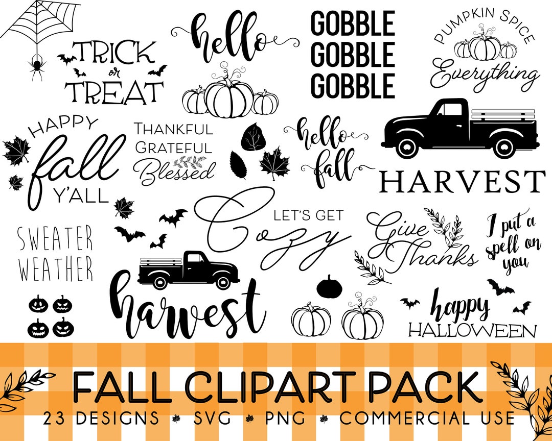 Fall Farmhouse Home Décor Sign SVG - Halloween Sign Design Clipart Pack ...