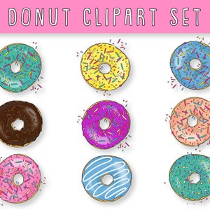 Donut Clipart - Set of 9 + 1 **BONUS** 1 Fully Editable Ai Vector File ...