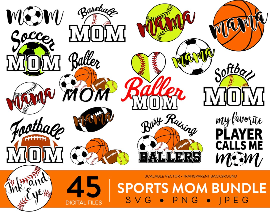 Sports Mom SVG Bundle: Cut Files for Shirts, Tumblers (digital Download ...