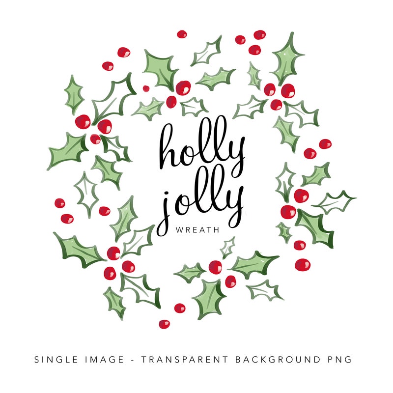 Holly Wreath Clipart - Etsy