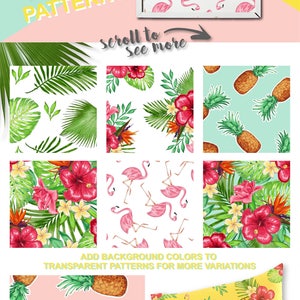 Tropical Floral Watercolor Digital Scrapbook Paper Pack - Set of 10 - Etsy