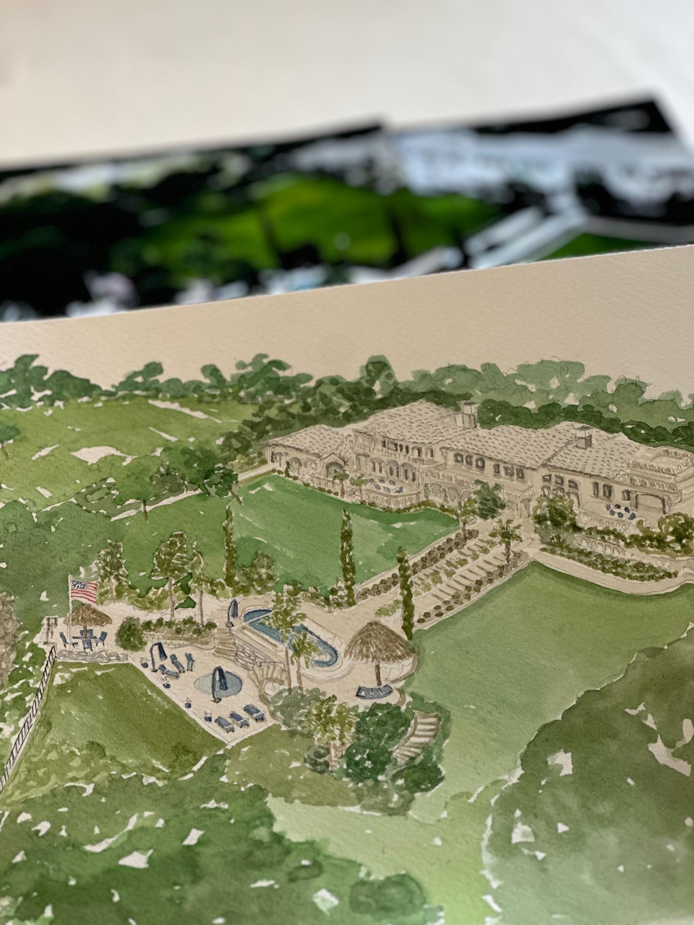 Custom Watercolor Ranch Map- Map of a Property Map of a Ranch Custom ...