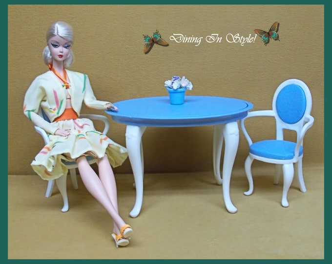 One-sixth Scale - Fashion Doll Dining Set - Table and Two [2] Chairs ...