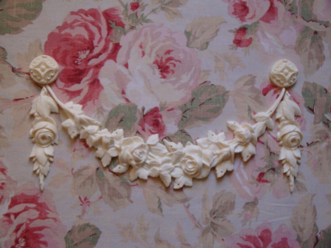 Shabby Chic Flexible Rose Swag Drops Rosettes Set Furniture Appliques ...
