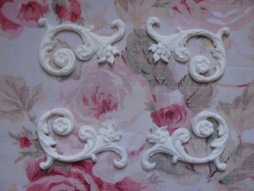 New! Shabby & Chic Furniture Applique Scroll Floral Acanthus Corners ...
