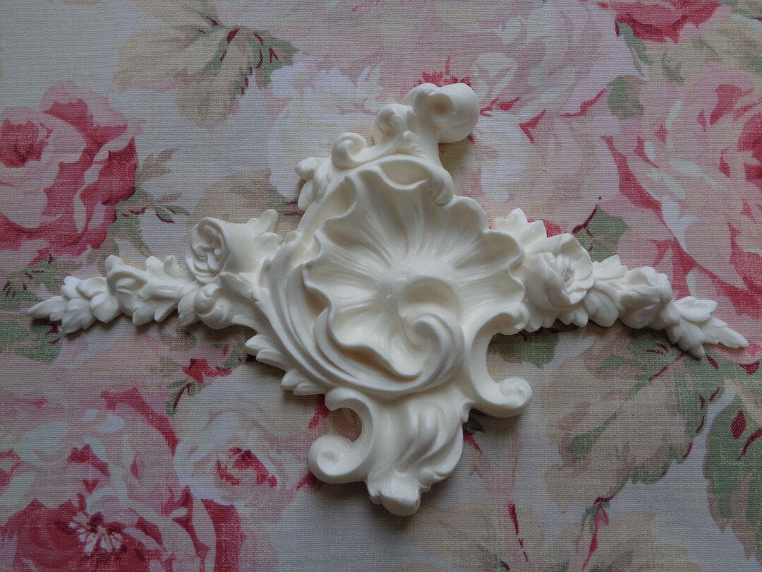 New Gorgeous ROCOCO & ROSE Pediment Furniture Applique Architectural ...