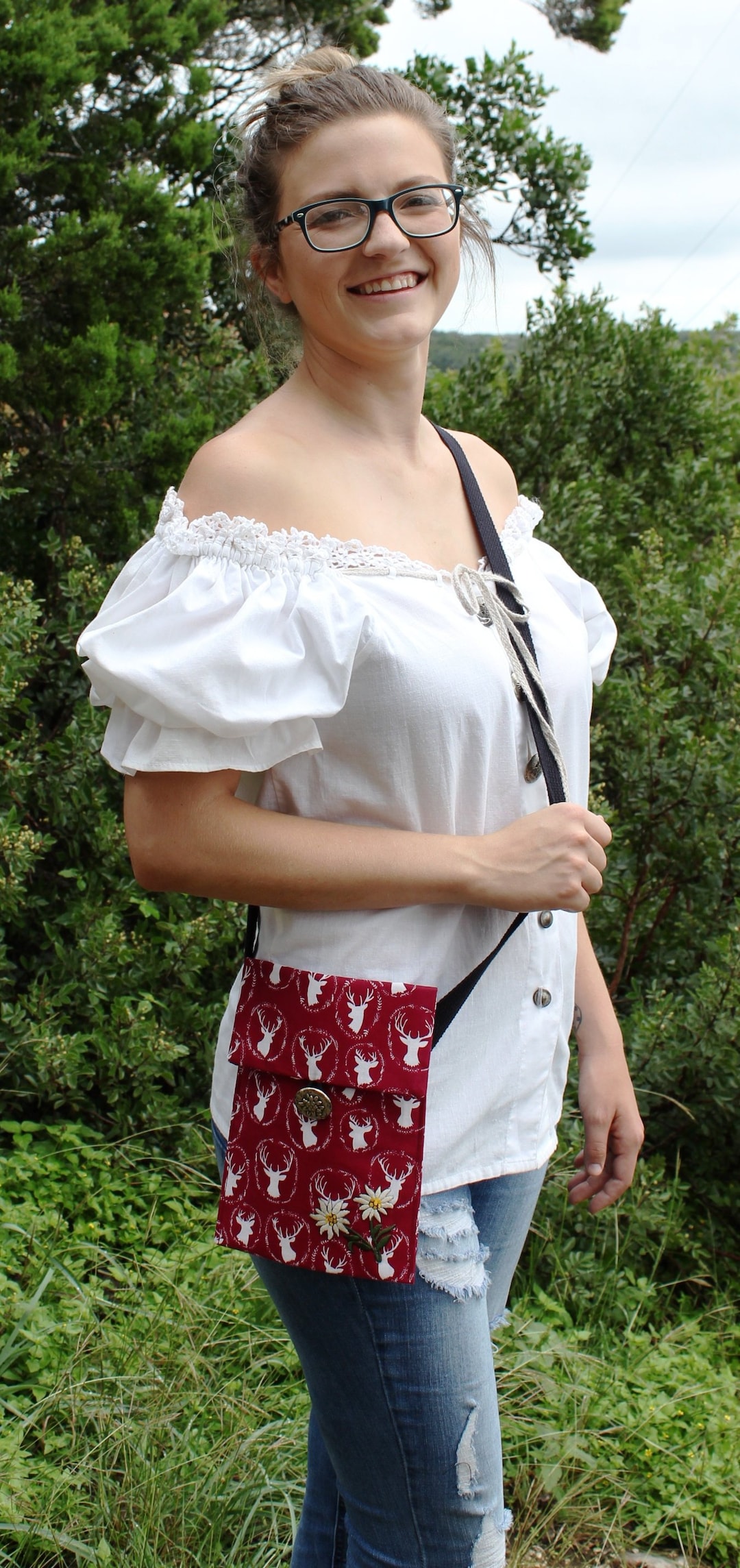 Deep Cranberry Red Bucks and Edelweiss - Etsy