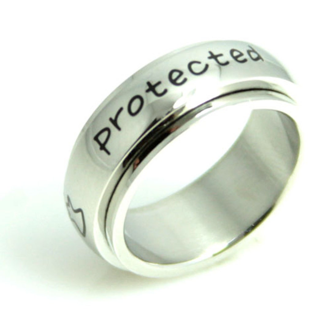 Protected by an Angel Stainless Steel Spinner Ring - Etsy