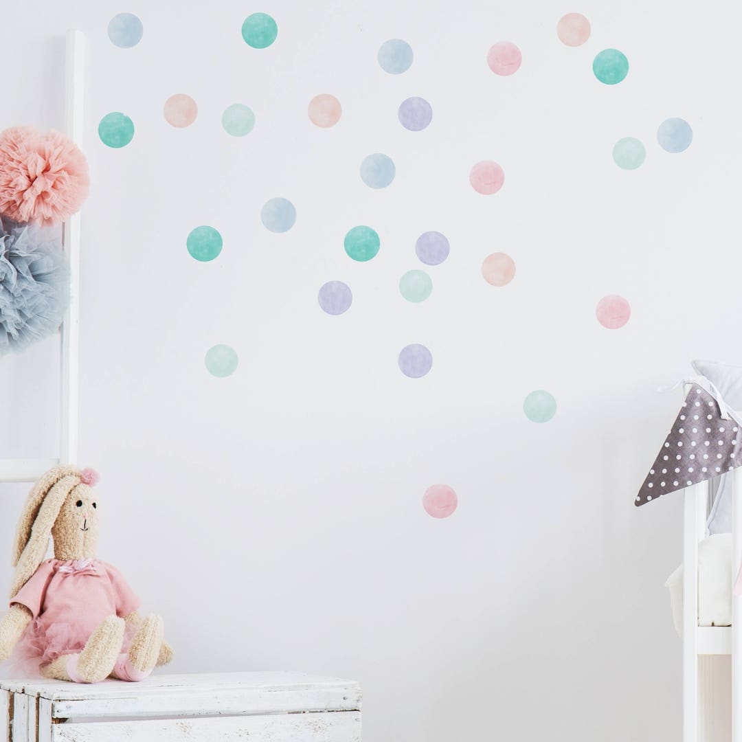 Small Pastel Watercolour Confetti Dots Wall Stickers - Etsy