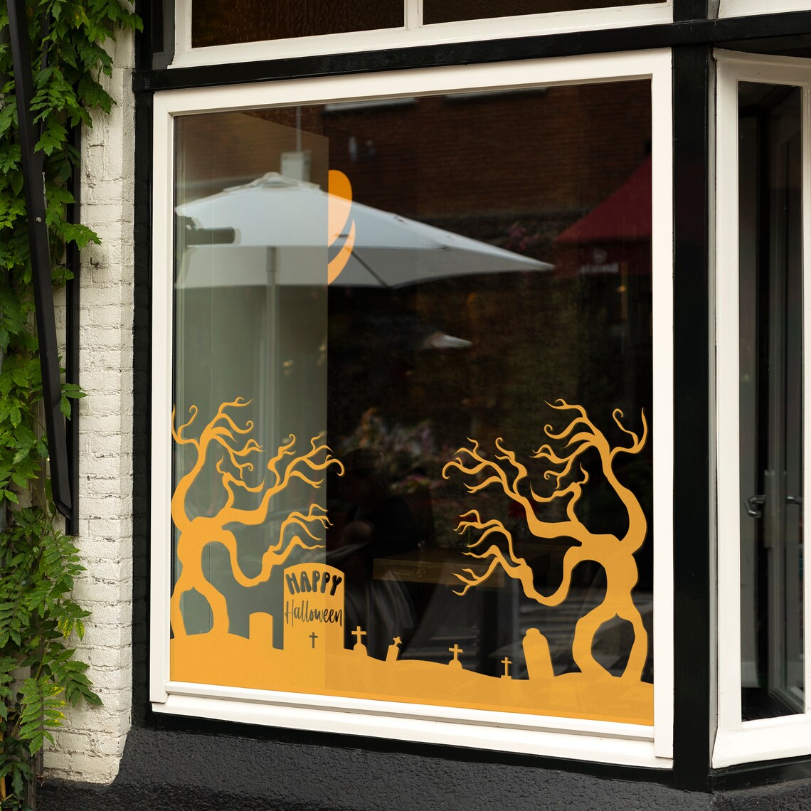 Spooky Night Scene Retail Window Vinyl. Shop Window Retail Graphics ...